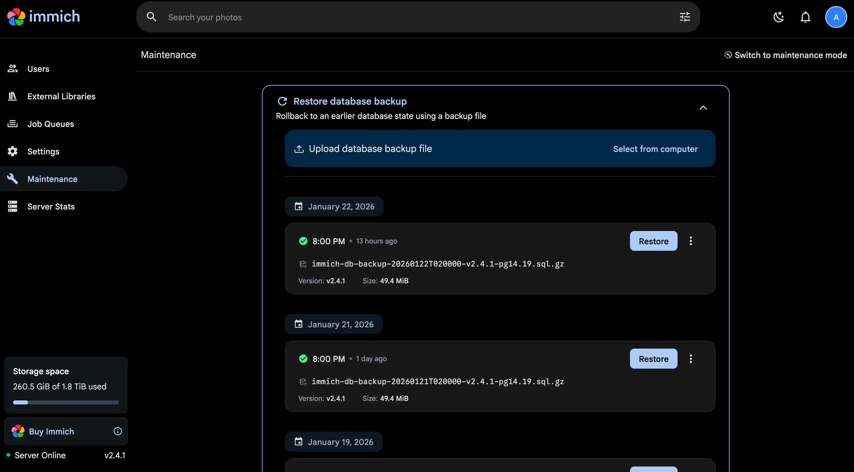 Backup and Restore | Immich